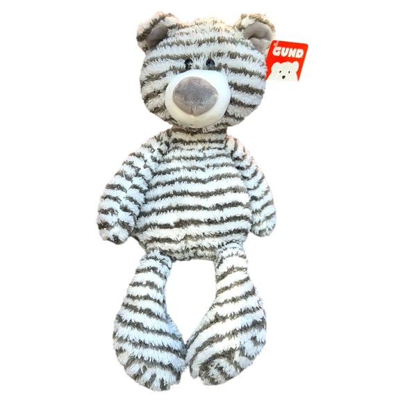 Gund | Toys | Gund Zag The Striped Teddy Bear Plush 3 Gray White ...